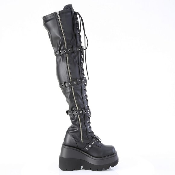 Shoes | Gothic Wedge Platform Lace Up Thigh High Boots | Poshmark